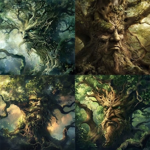 40 Mystical Tree Watercolor Clipart, Watercolor Forest Background, High ...