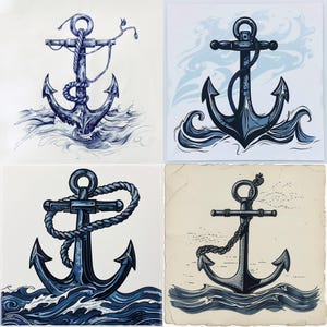 24 Nautical Anchor Clipart, Watercolor Anchor Illustration, Ocean Sea ...