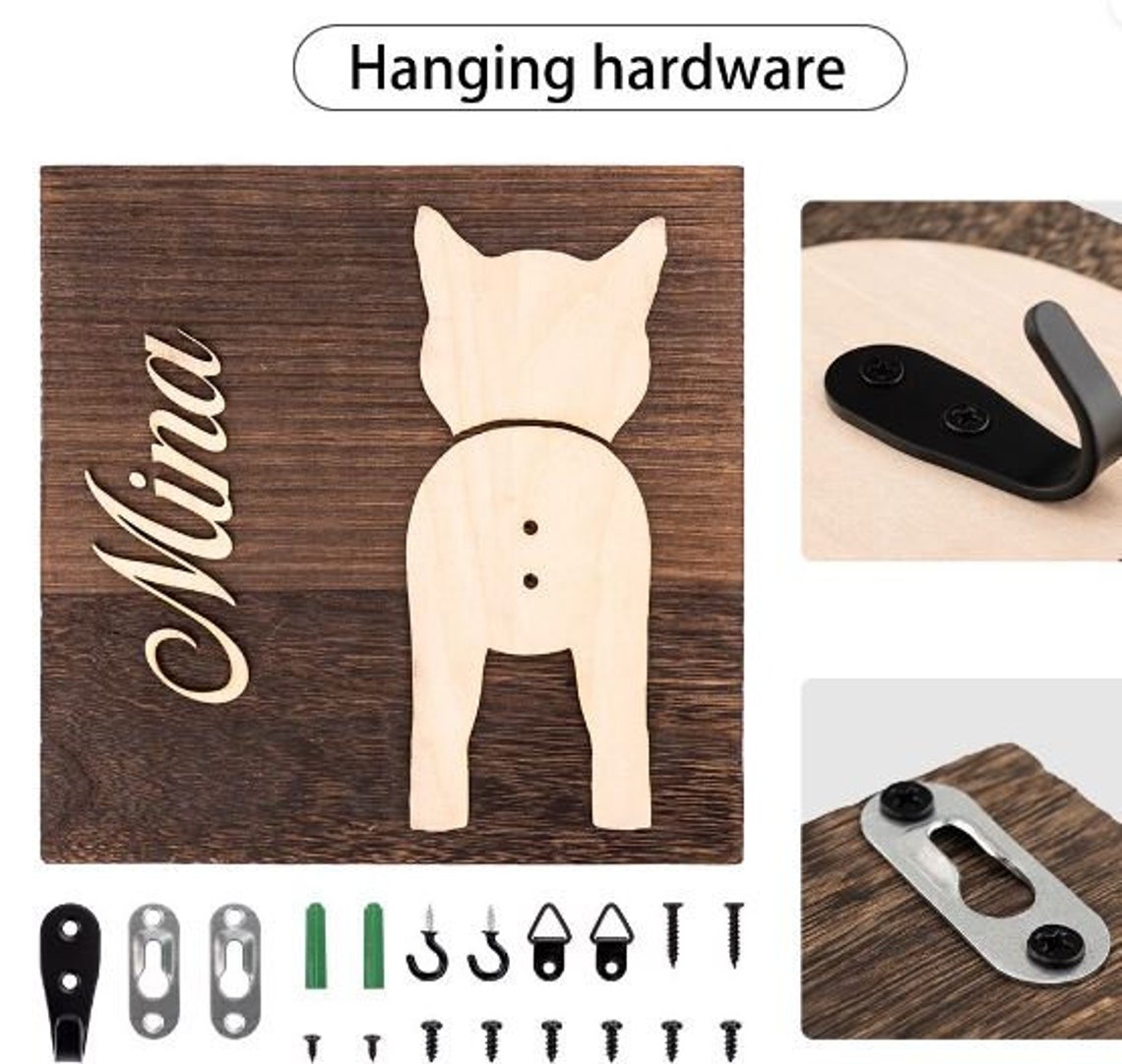 Custom Wood Dog Personalized Leash Holder Puppies Wooden Carving ...