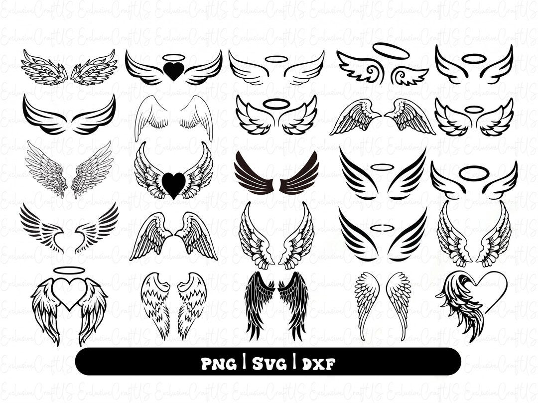 25 Angel Wings Svg Bundle, Angel Wings Clip Art, Wings Cut File for ...