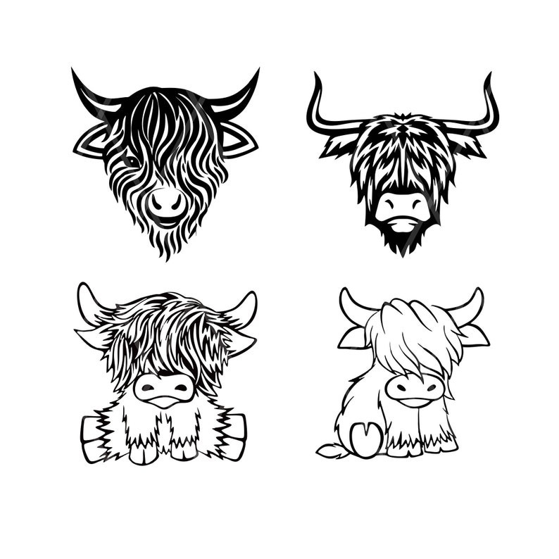 Highland Cow Svg Bundle Cuttable Design SVG PNG DXF - Etsy UK