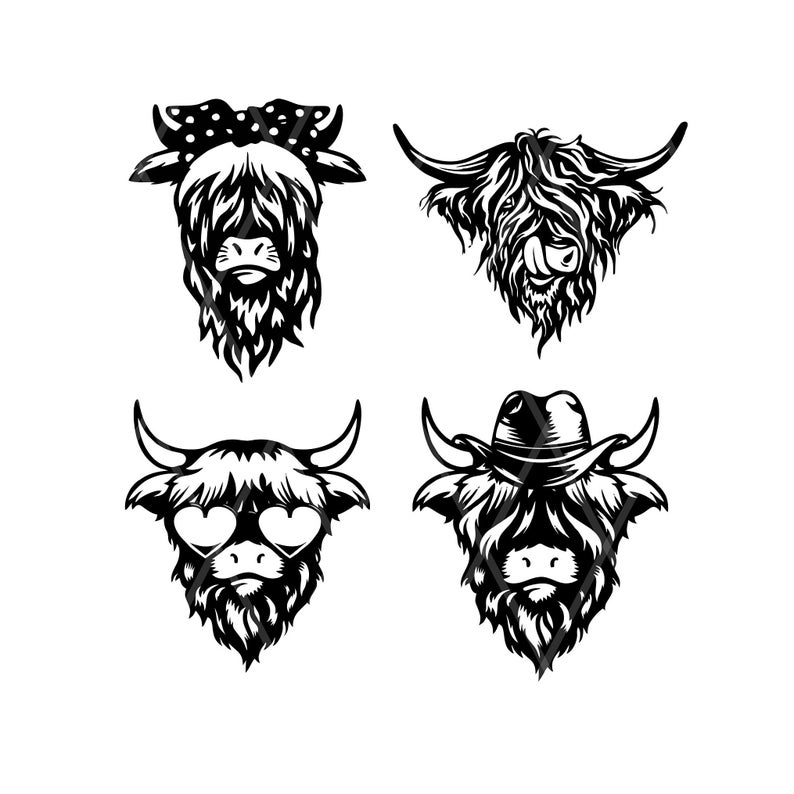 Highland Cow Svg Bundle Cuttable Design SVG PNG DXF - Etsy UK