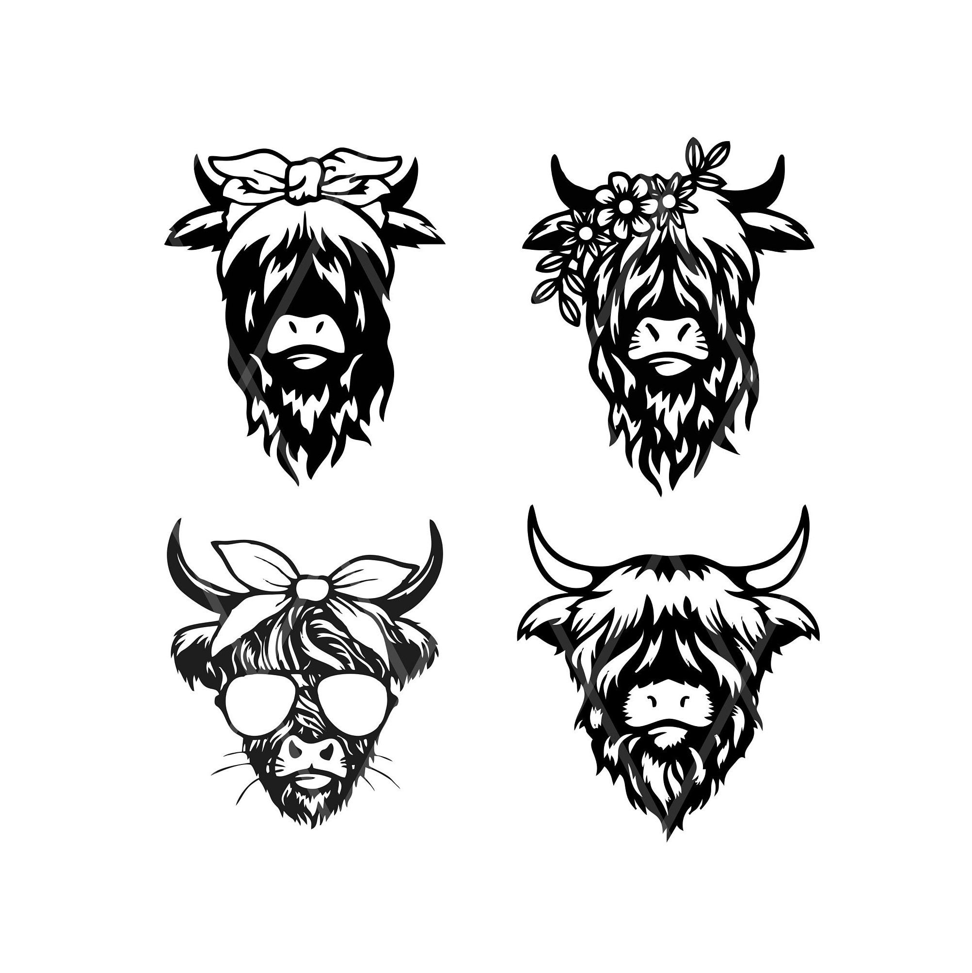 Highland Cow Svg Bundle Cuttable Design SVG PNG DXF - Etsy UK