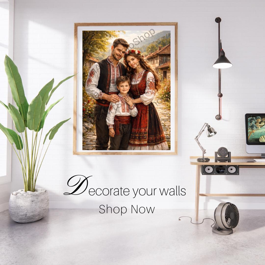 Bulgarian Folk Family Wall Art Printable, Traditional Bulgarian Costume ...