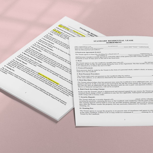 Lease Agreement House Rental - Etsy