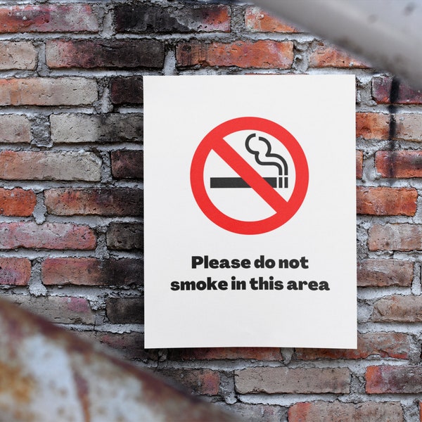 Smoke Free Area Sign - Etsy