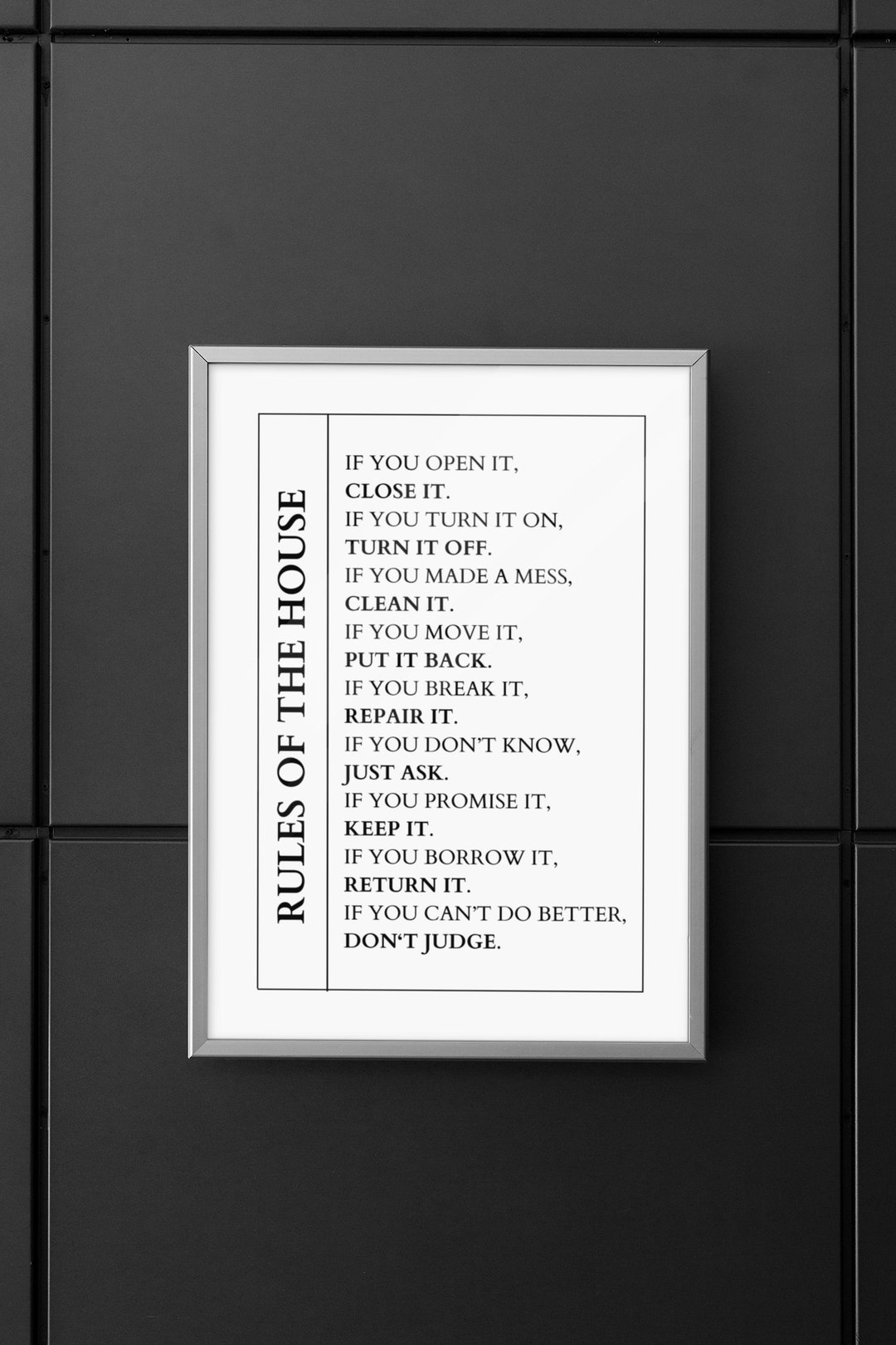 Rules of House Wall Decoration Instant Download Family Rules House Rule ...