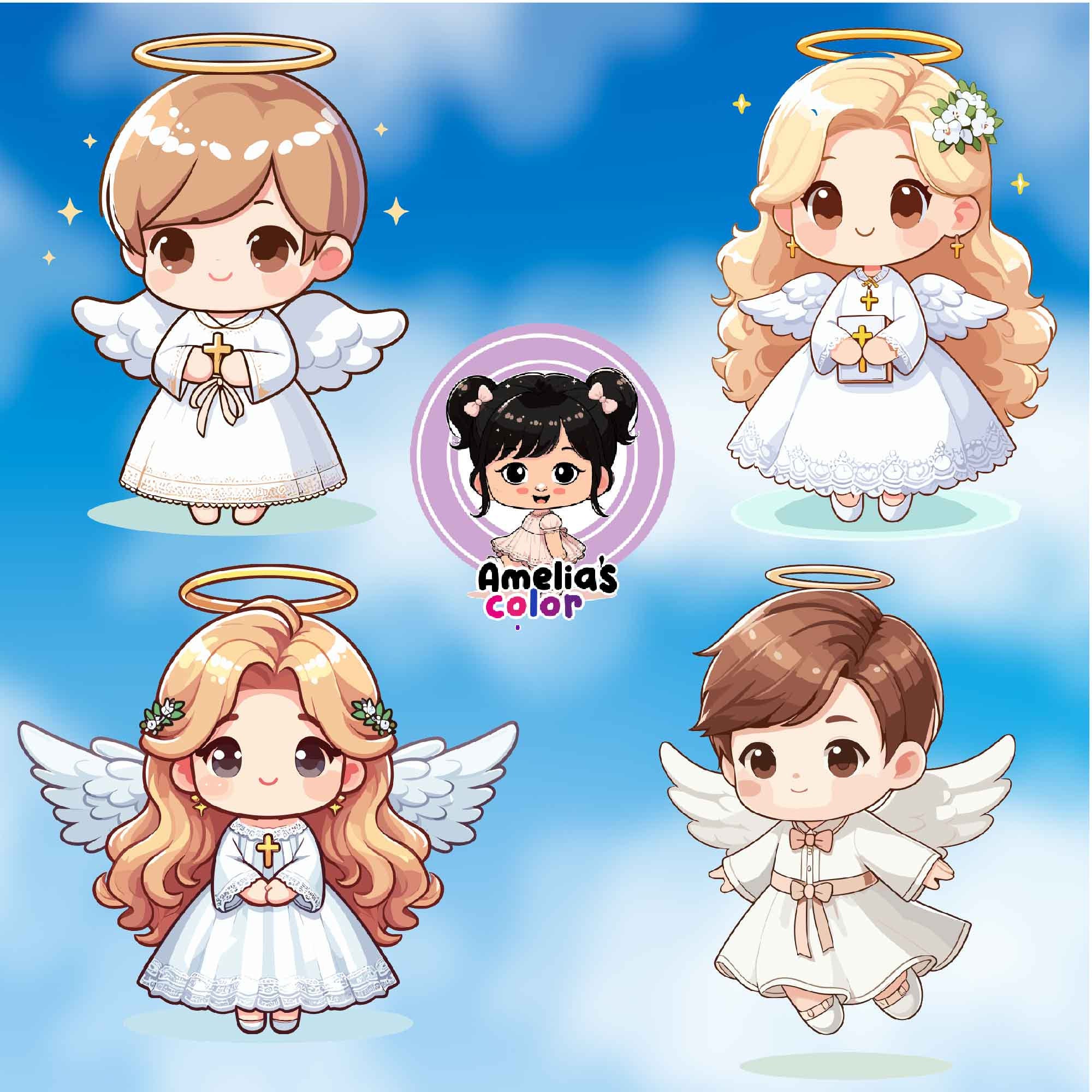Pack of 18 Cute Angels Clip Art Collection for Decor, Scrapbooking ...