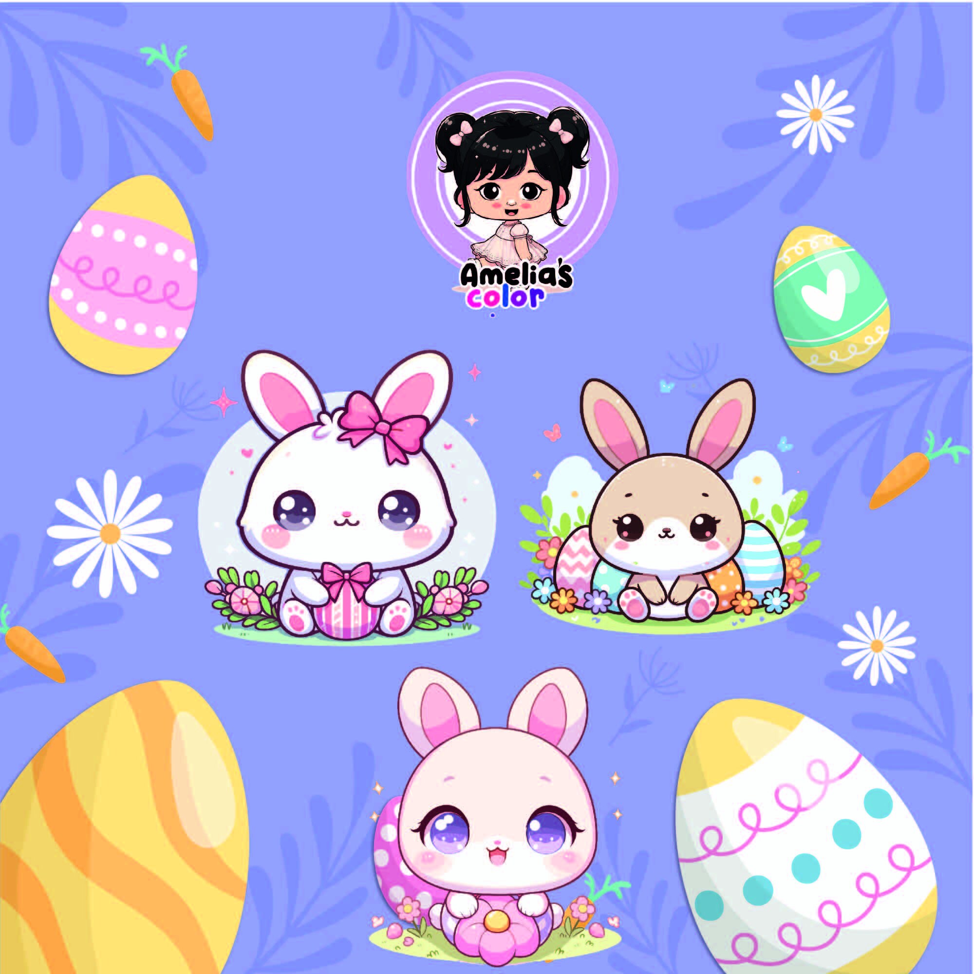 Cute Easter Bunny Pack of Clipart Bundles, Easter Clipart, Easter Prints, Easter Crafts, Easter ...