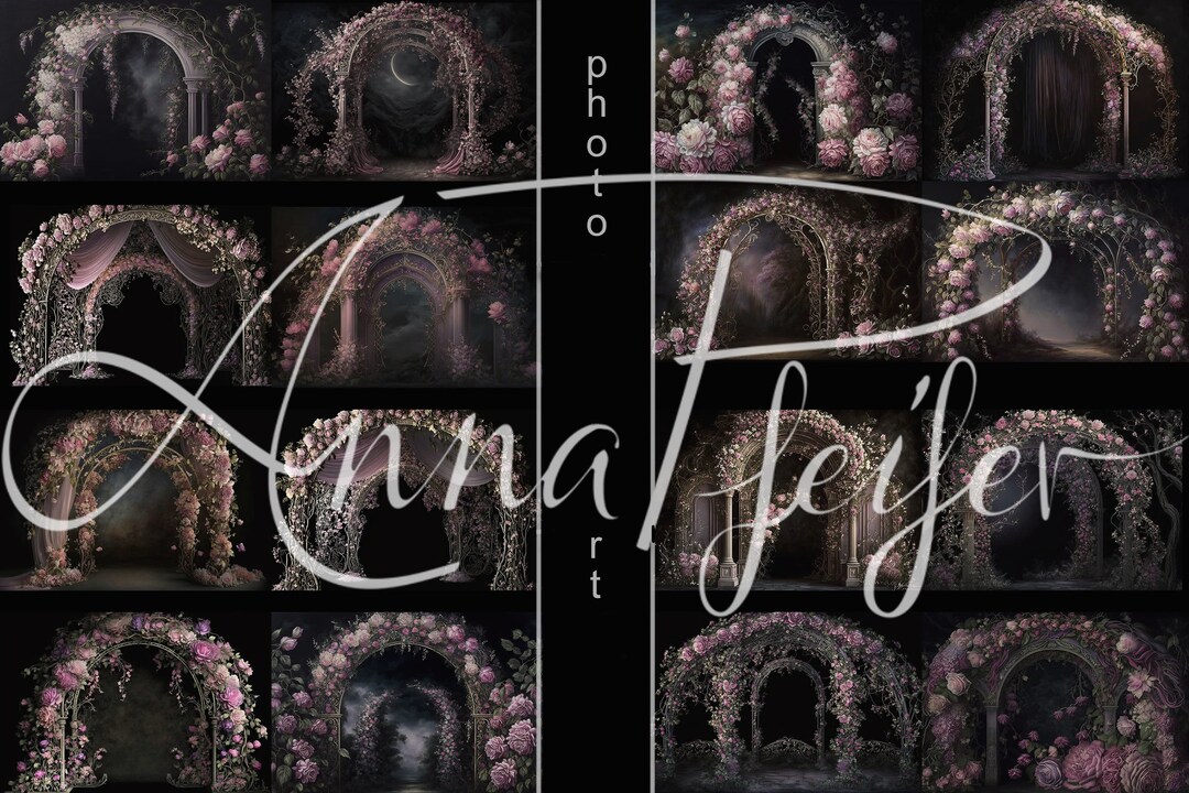 161 Digital Backdrops. Pink Floral Temple, Fine-art Backdrops ...