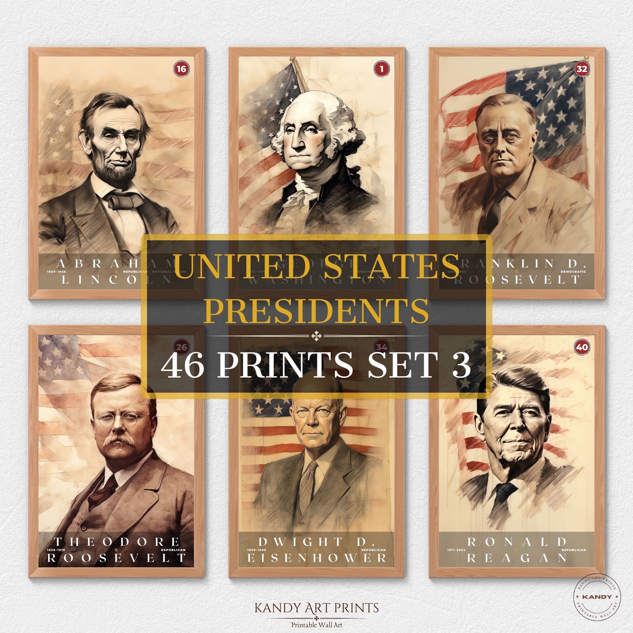 46 US Presidents Prints, US Presidents Poster, American History ...