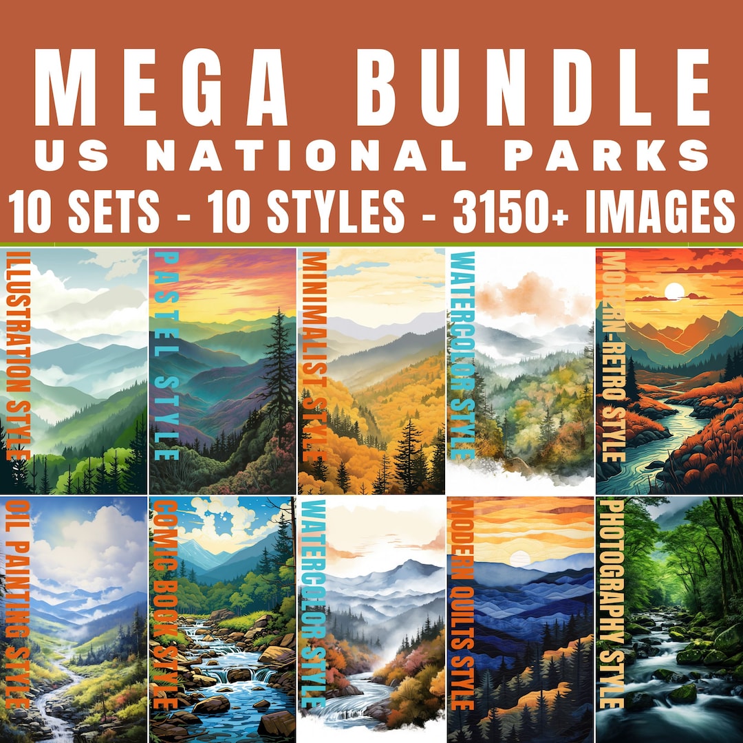 Mega Bundle US National Parks, National Park Poster, Travel Wall Decor ...
