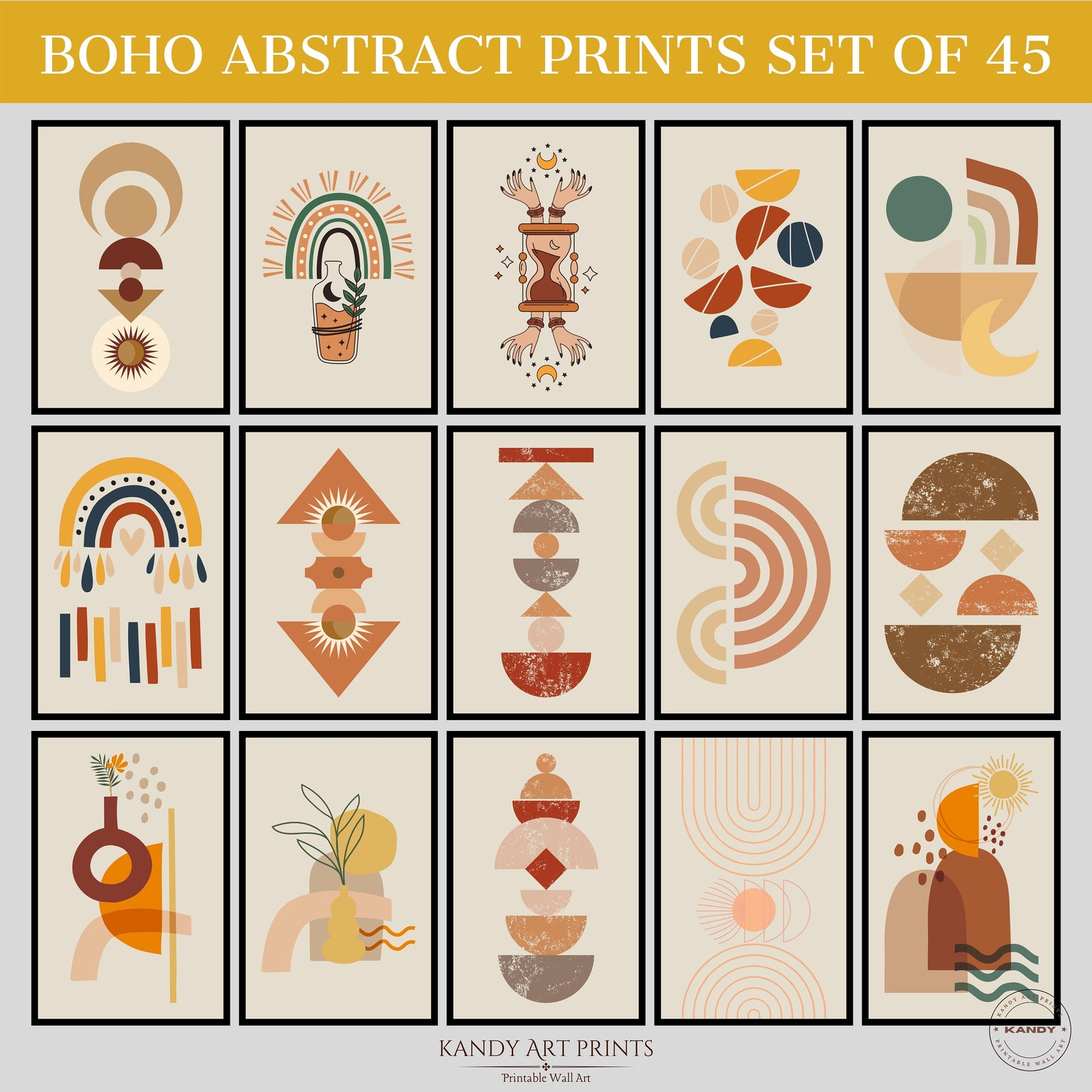 30 Boho Abstract Prints, Abstract Wall Art, Boho Abstract Poster, Boho ...