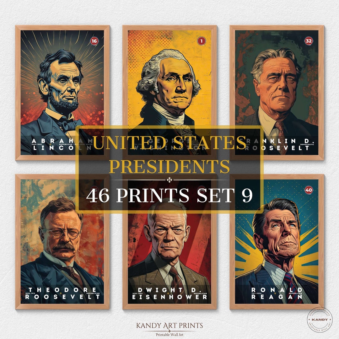 46 US Presidents Prints, US Presidents Poster, American History, Office ...
