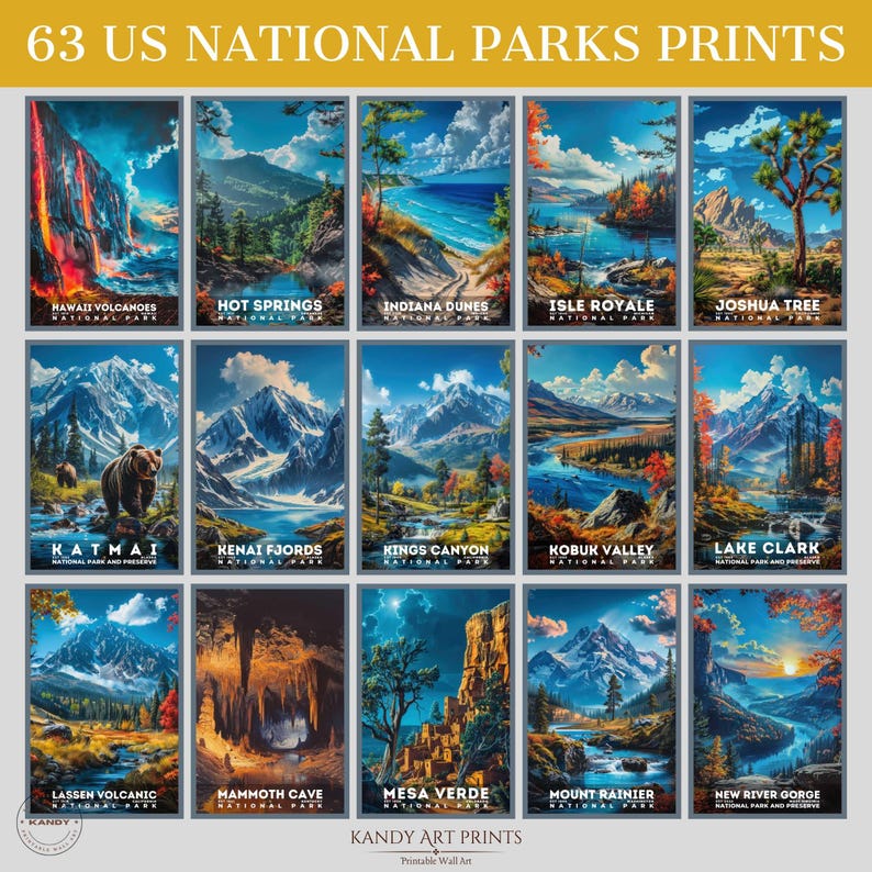63 US National Park Prints, National Park Poster, Travel Wall Decor ...