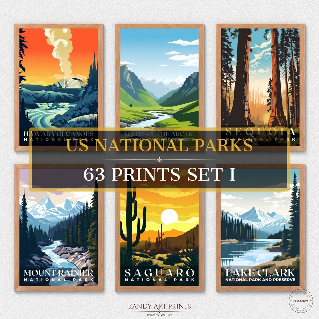 63 US National Park Prints National Park Poster Travel Wall - Etsy