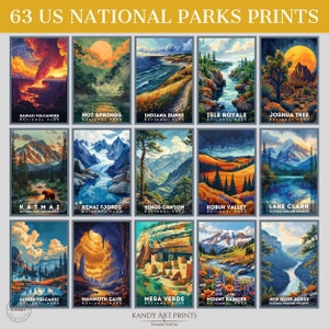 63 US National Park Prints, National Park Poster, Travel Wall Decor ...