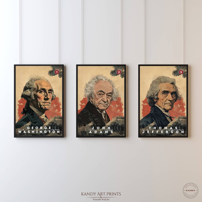 46 US Presidents Prints, US Presidents Poster, American History, Office ...