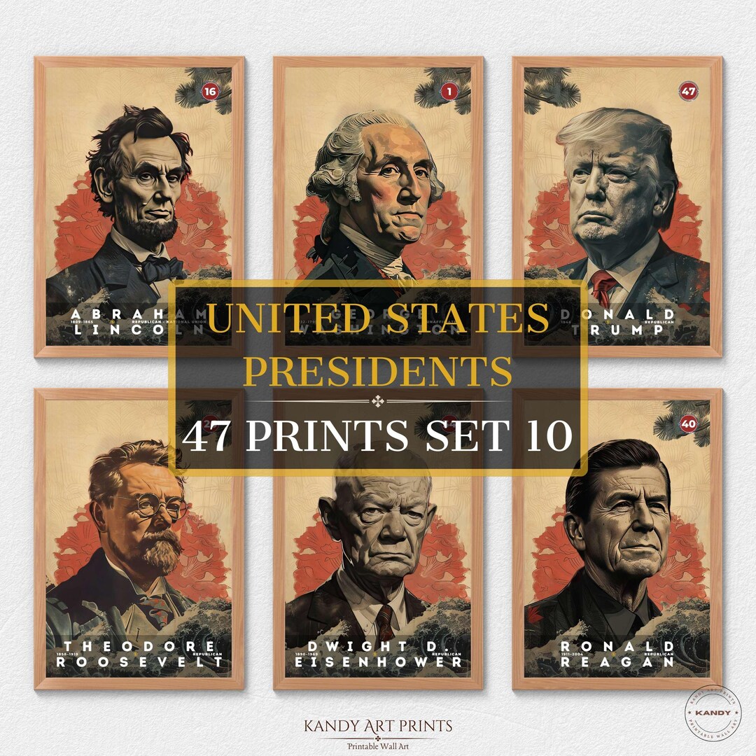 47 US Presidents Prints, US Presidents Poster, American History, Office ...