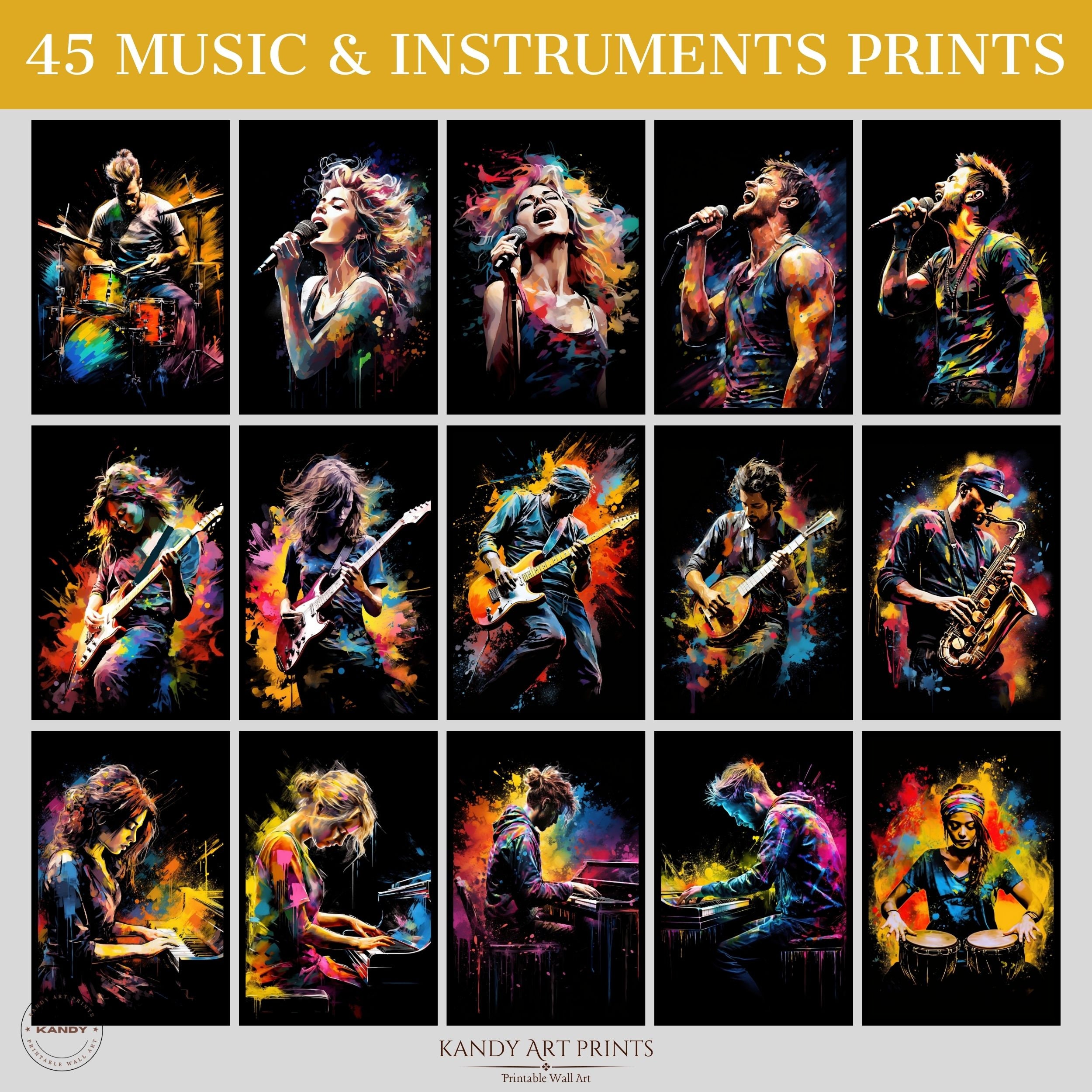 45 Musical Instruments Prints, Musical Instruments, Music Wall Art ...