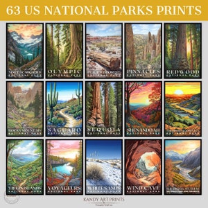 63 US National Park Prints, National Park Poster, Travel Wall Decor ...