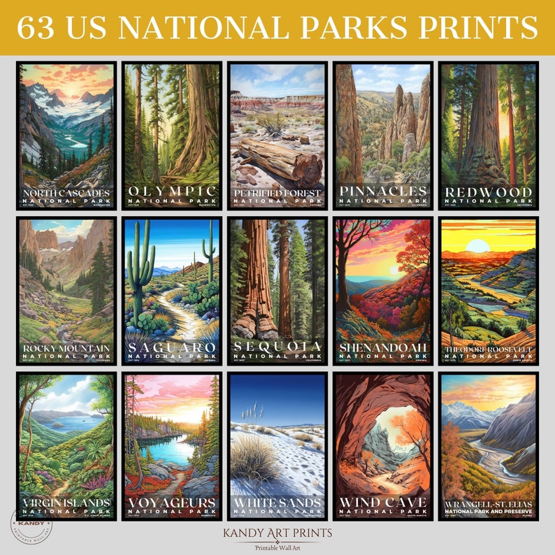 63 US National Park Prints, National Park Poster, Travel Wall Decor ...