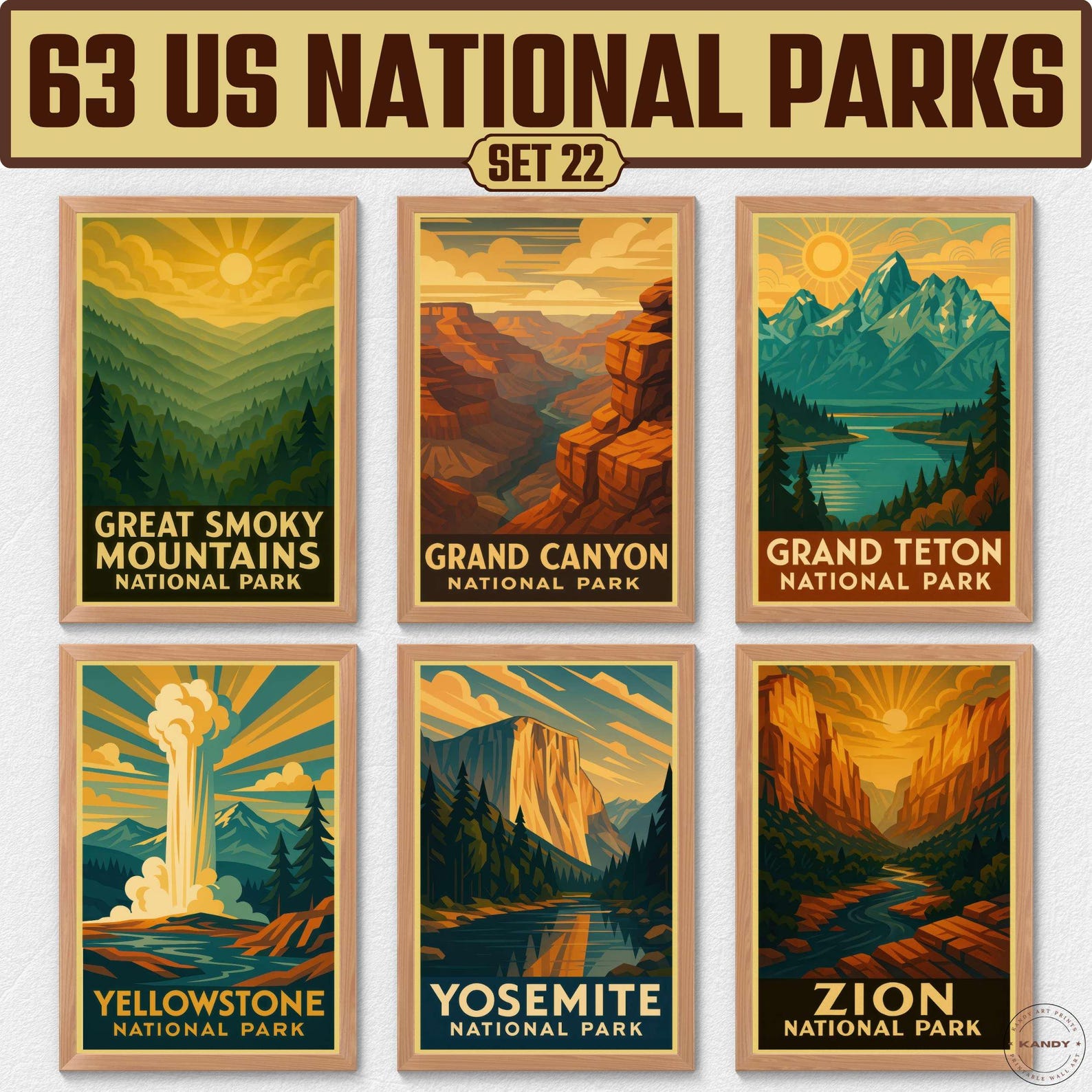 63 US National Park Prints, National Park Poster, Travel Wall Decor ...