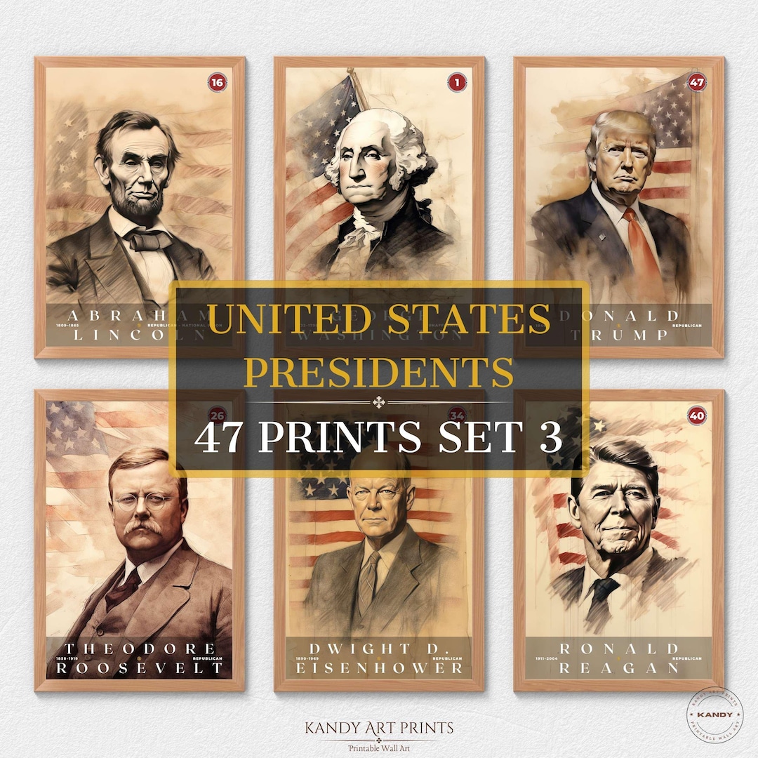 47 US Presidents Prints, US Presidents Poster, American History ...
