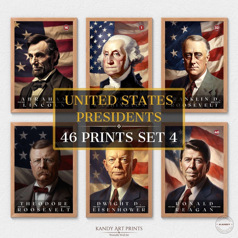 46 US Presidents Prints, US Presidents Poster, American History, Office ...