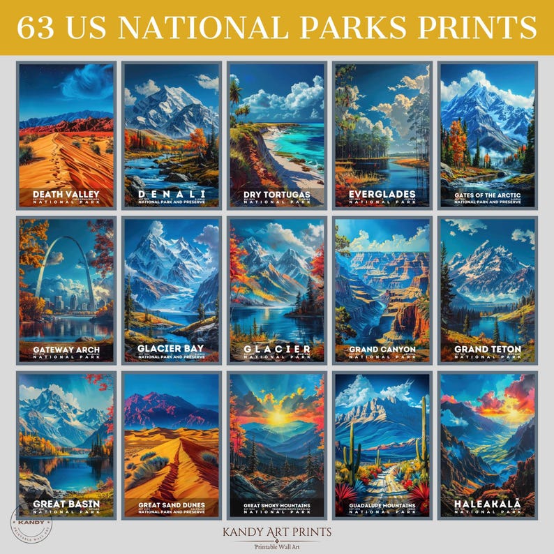 63 US National Park Prints, National Park Poster, Travel Wall Decor ...