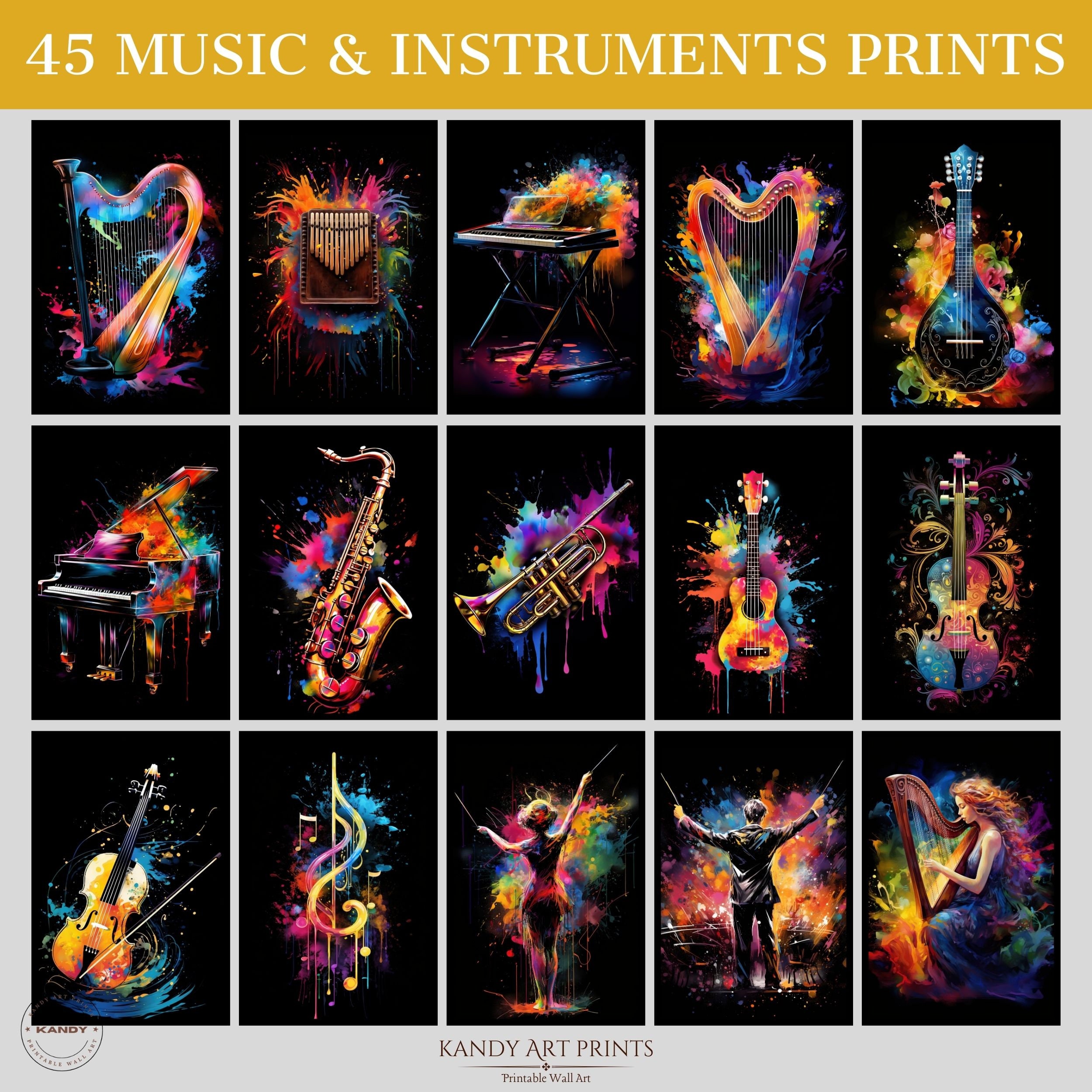 45 Musical Instruments Prints, Musical Instruments, Music Wall Art ...
