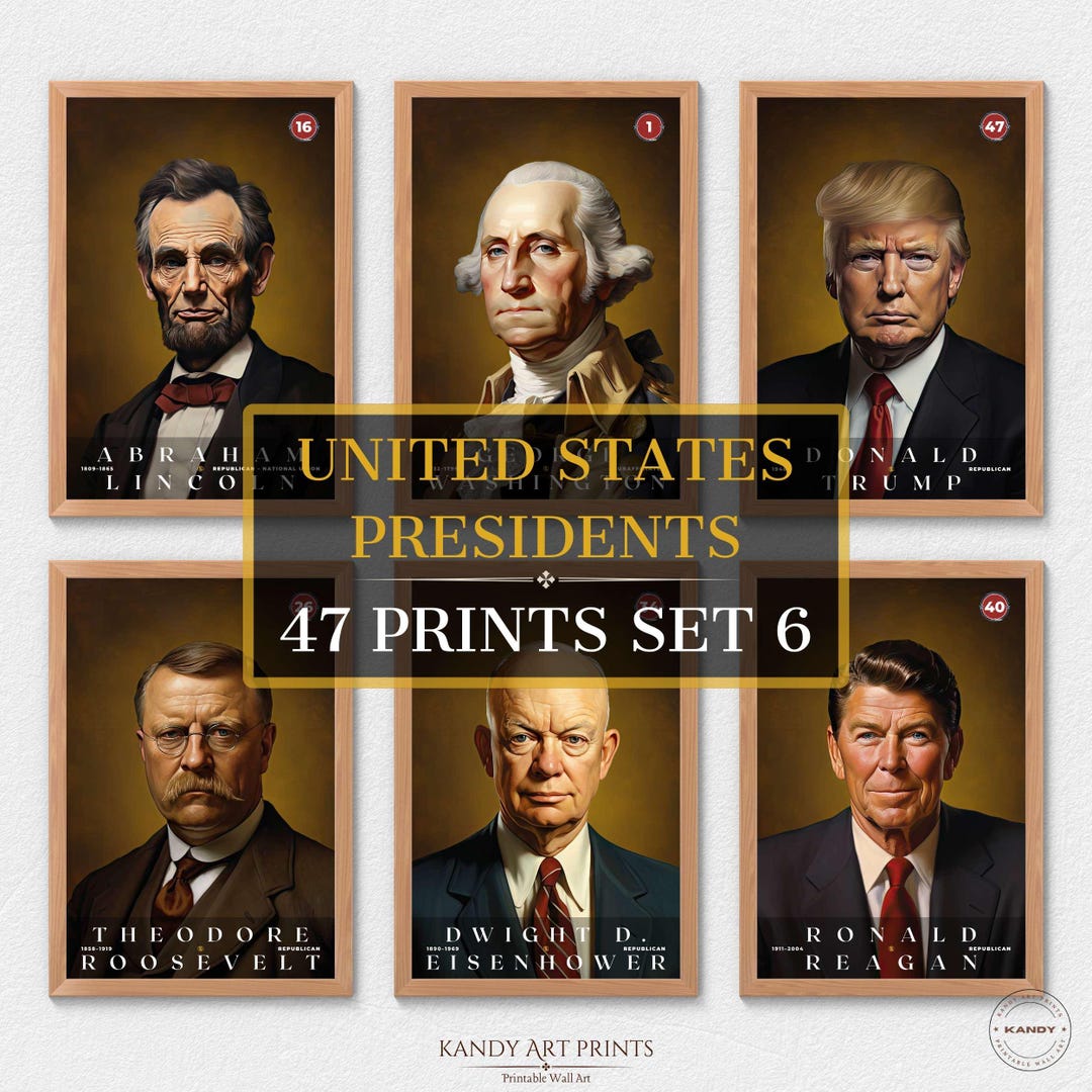 47 US Presidents Prints, US Presidents Poster, American History, Office ...