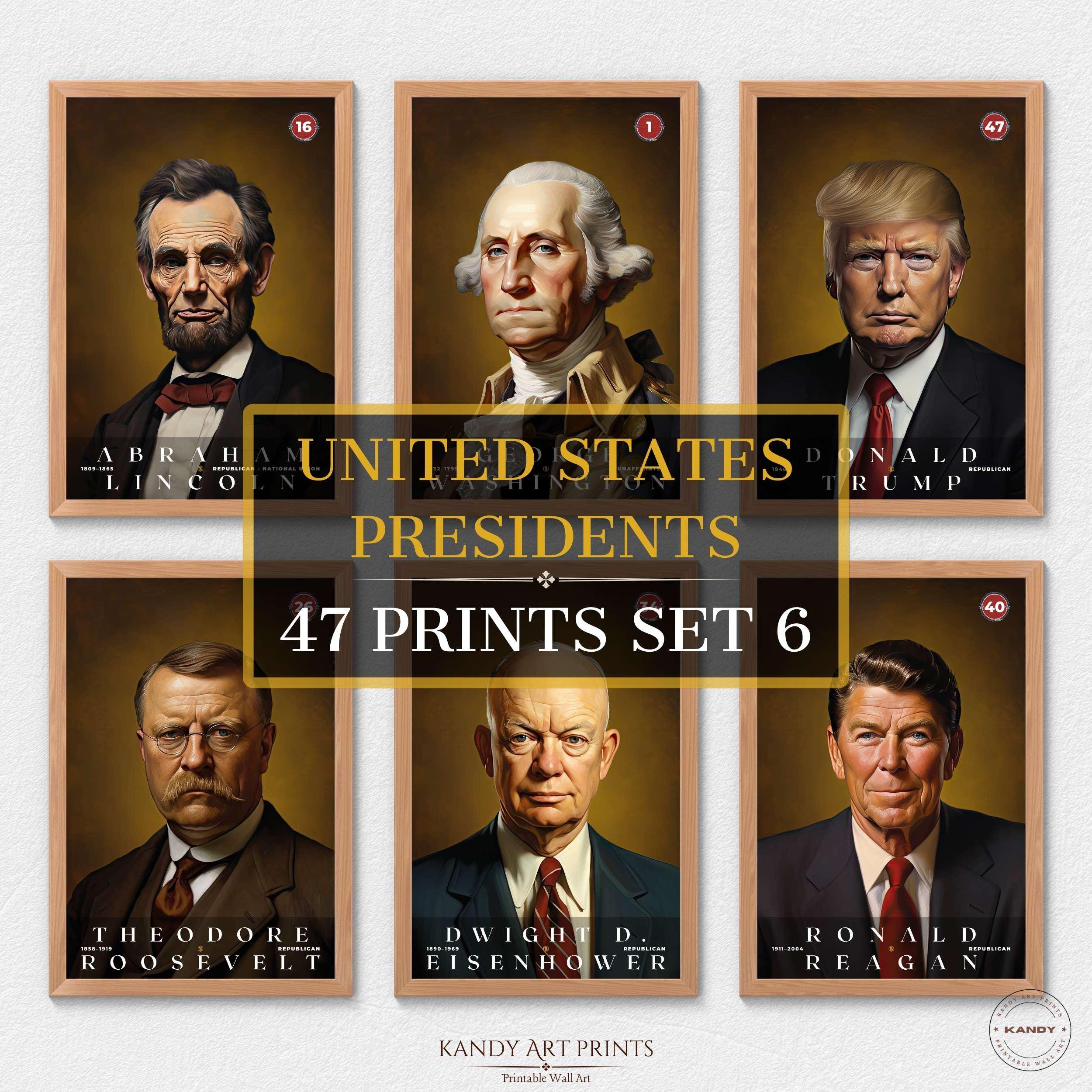 47 US Presidents Prints, US Presidents Poster, American History, Office ...