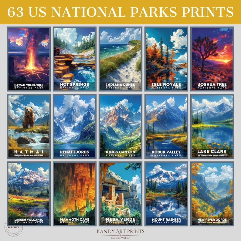 63 US National Park Prints, National Park Poster, Travel Wall Decor ...