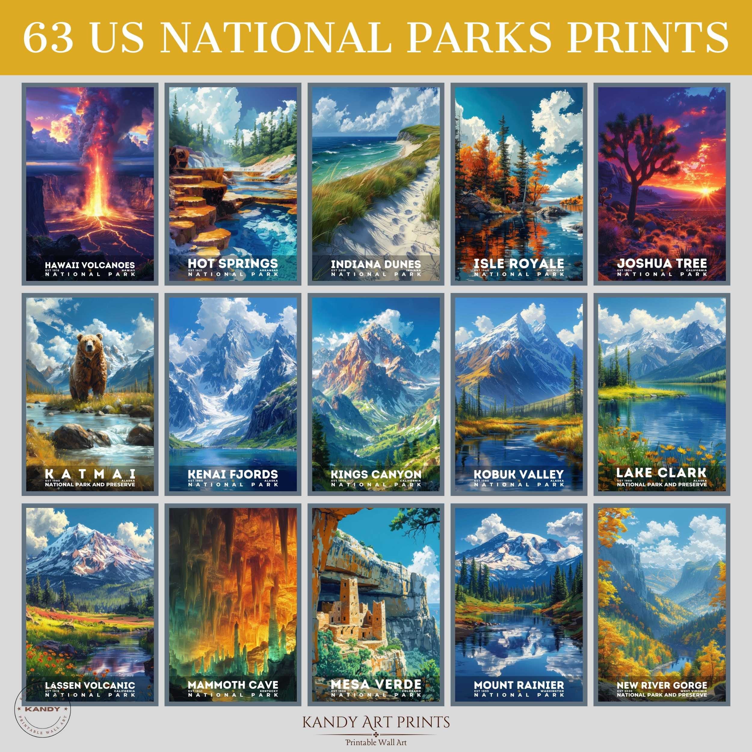 63 US National Park Prints, National Park Poster, Travel Wall Decor ...