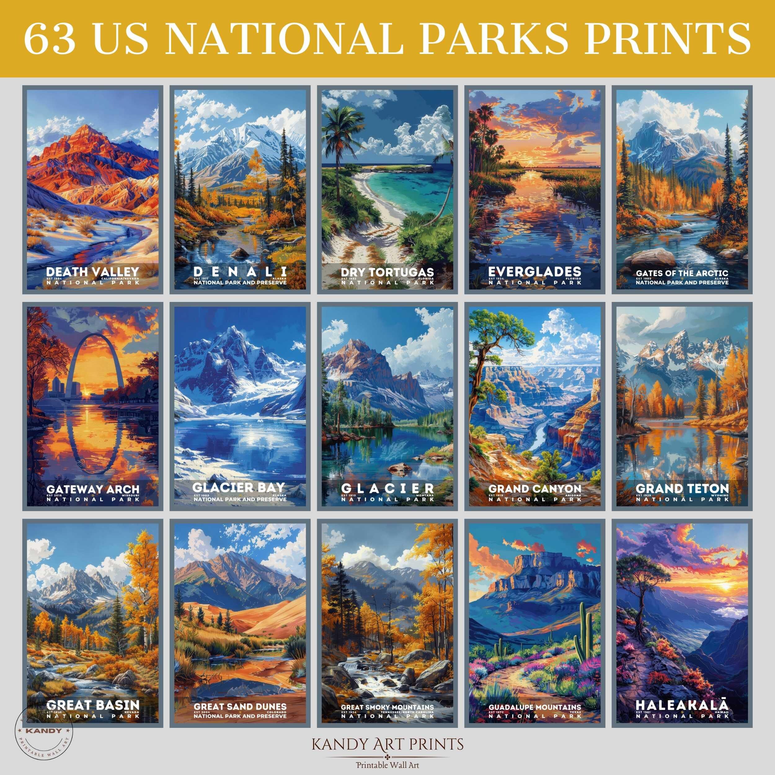 63 US National Park Prints, National Park Poster, Travel Wall Decor ...