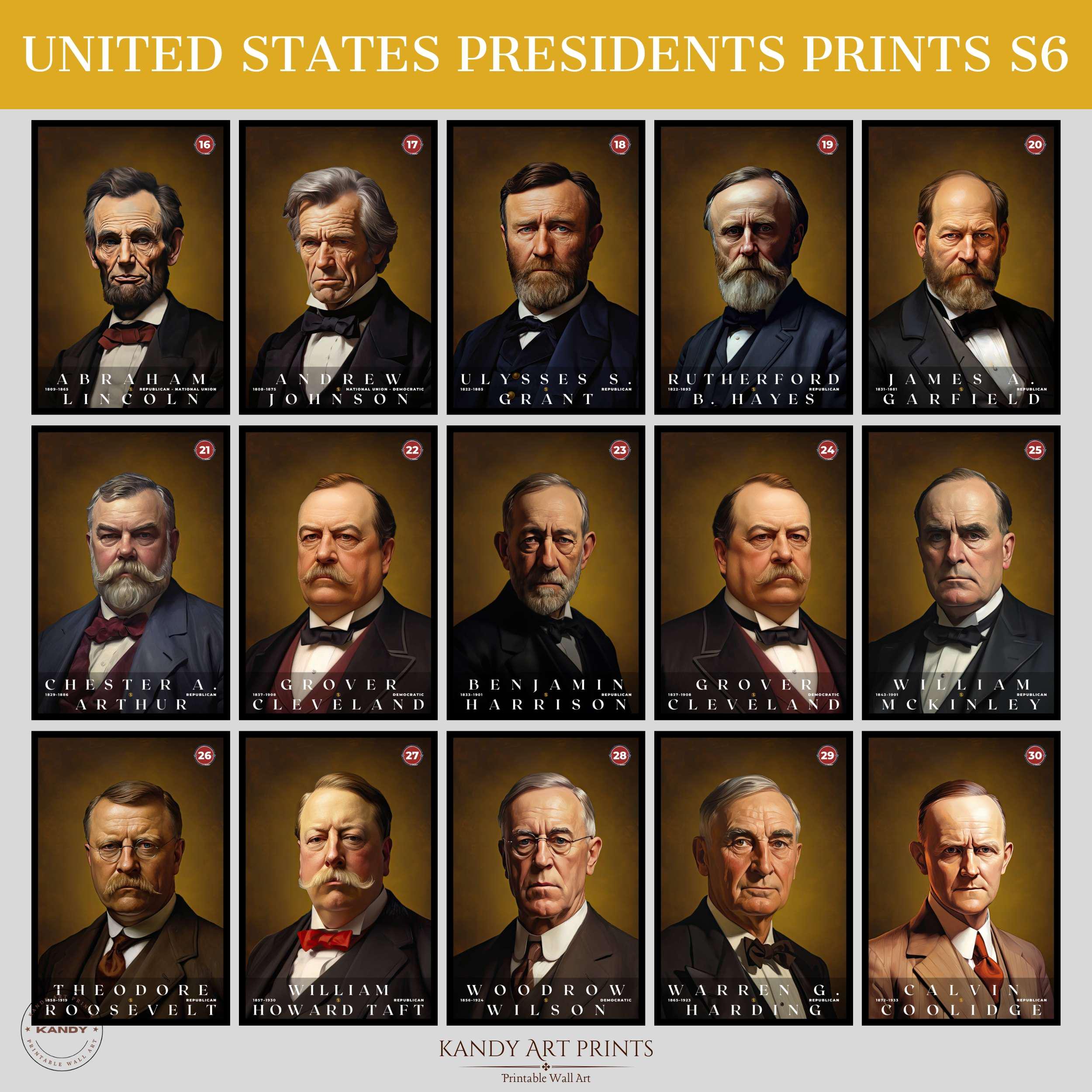 47 US Presidents Prints, US Presidents Poster, American History, Office ...