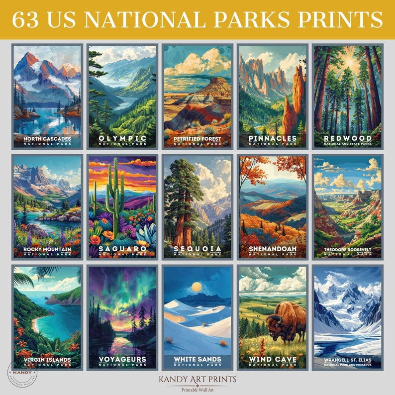 63 US National Park Prints, National Park Poster, Travel Wall Decor ...