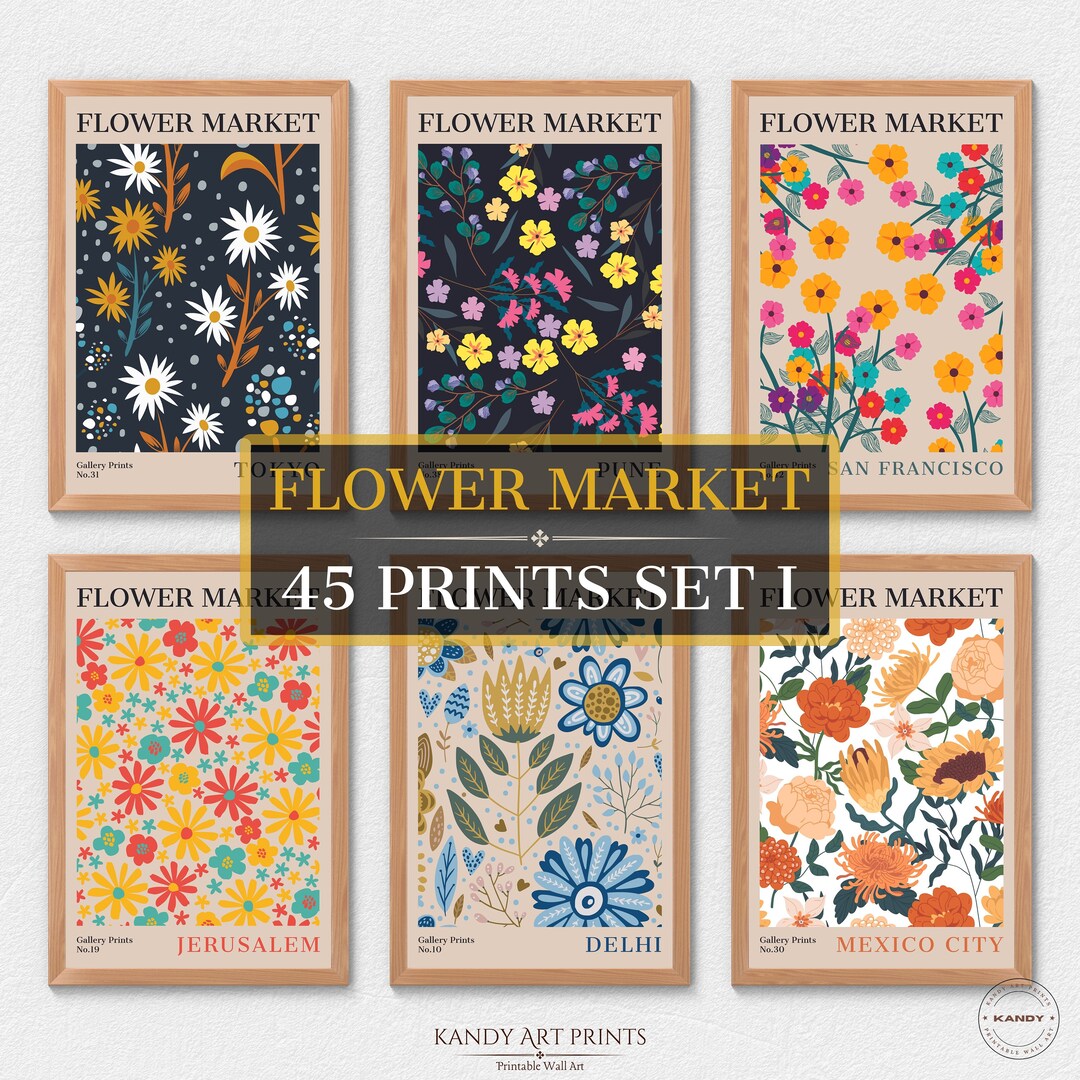 45 Flower Market Prints, Botanical Wall Art, Flower Market Poster ...