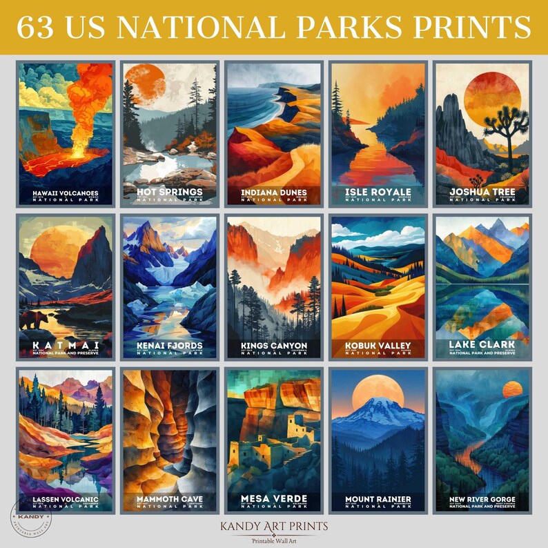 63 US National Park Prints, National Park Poster, Travel Wall Decor ...