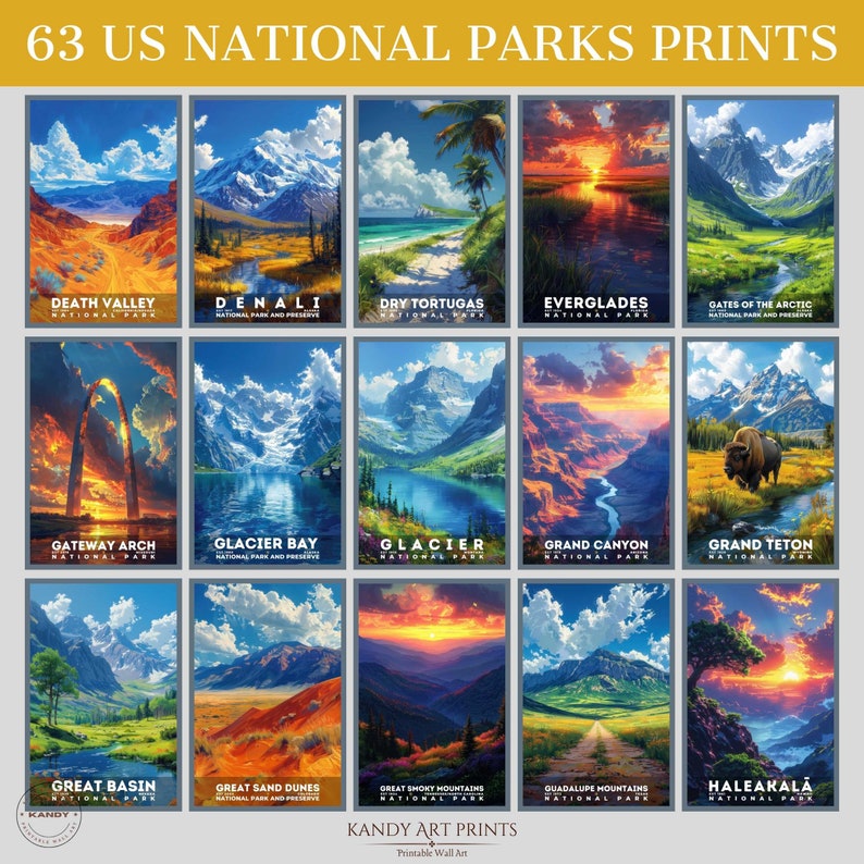 63 US National Park Prints, National Park Poster, Travel Wall Decor ...