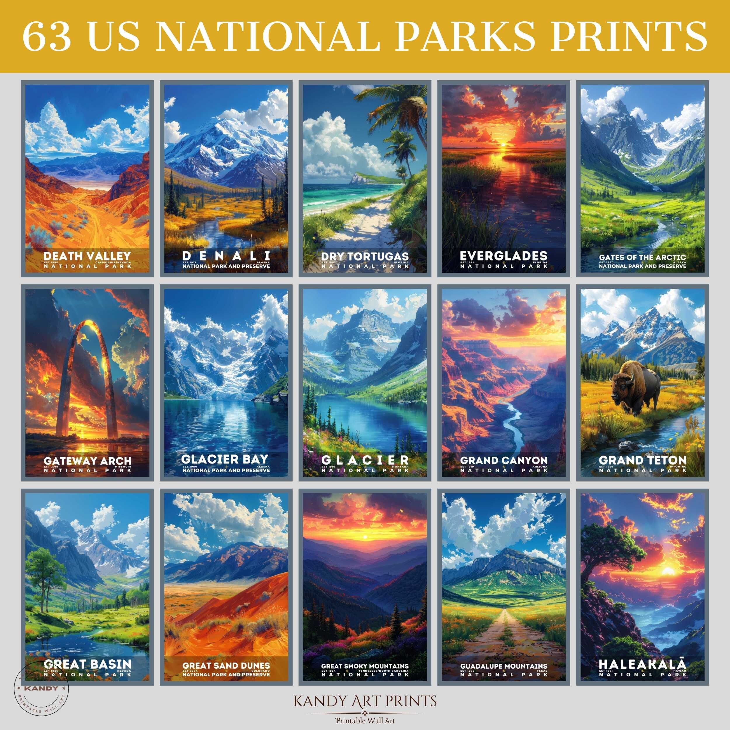 63 US National Park Prints, National Park Poster, Travel Wall Decor ...