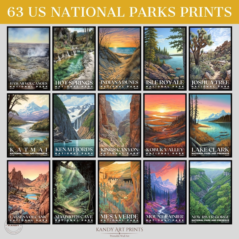 63 US National Park Prints, National Park Poster, Travel Wall Decor ...