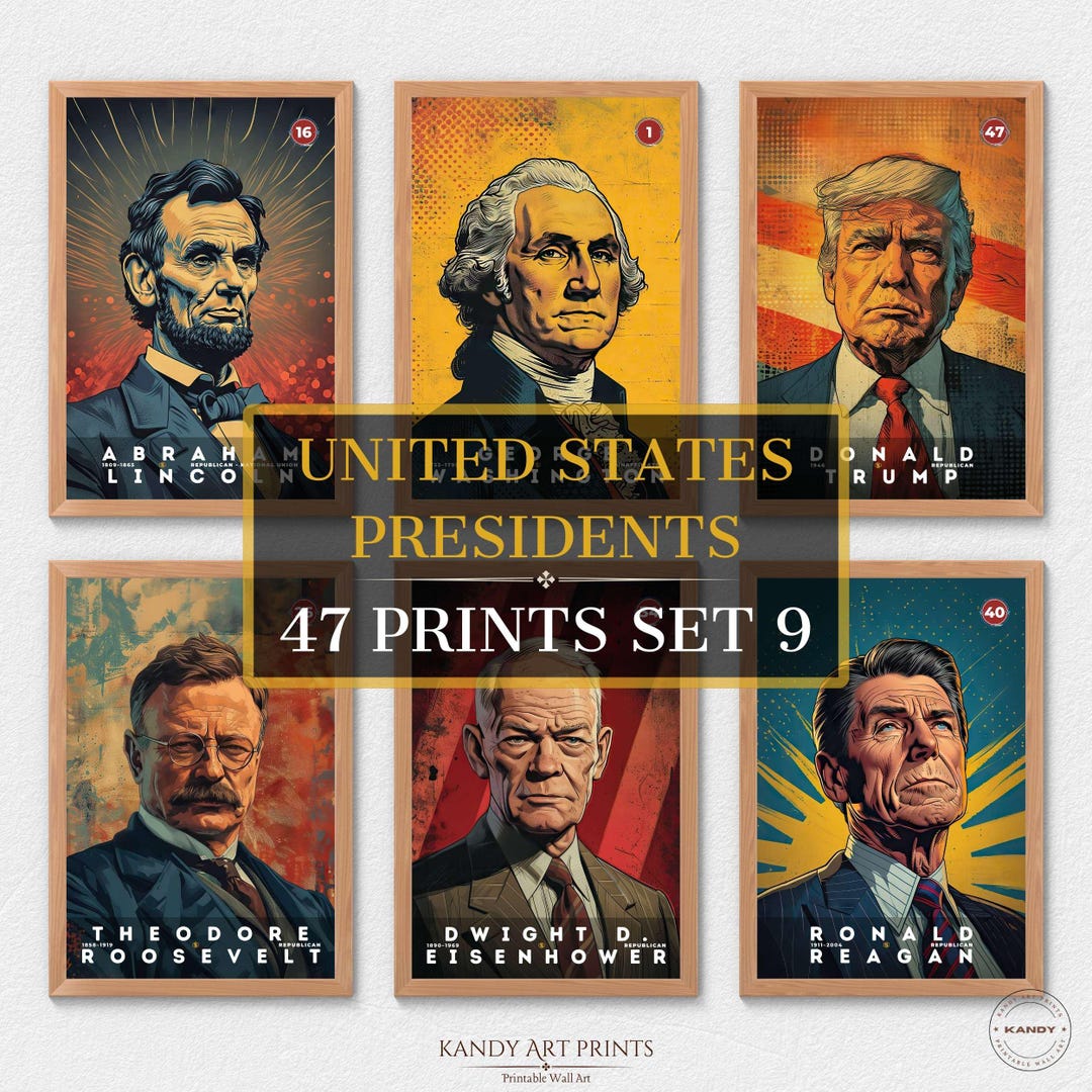 47 US Presidents Prints, US Presidents Poster, American History, Office ...
