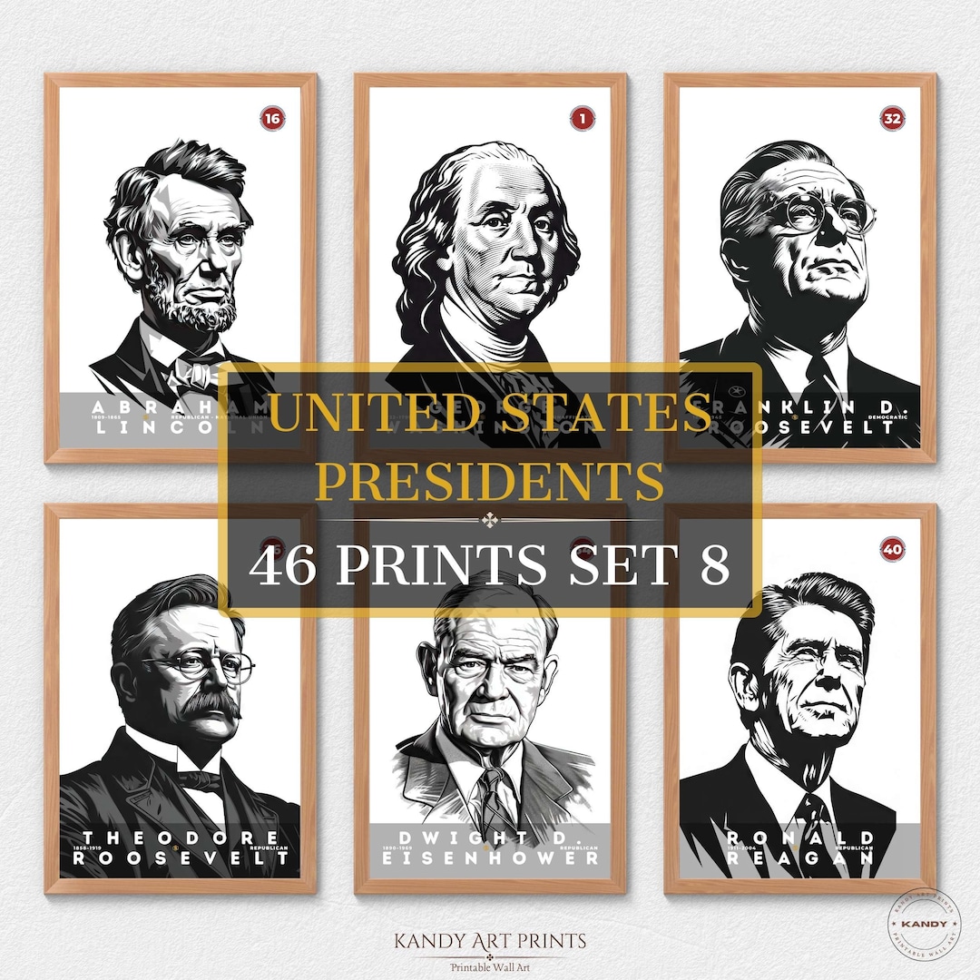 46 US Presidents Prints, US Presidents Poster, American History, Office ...