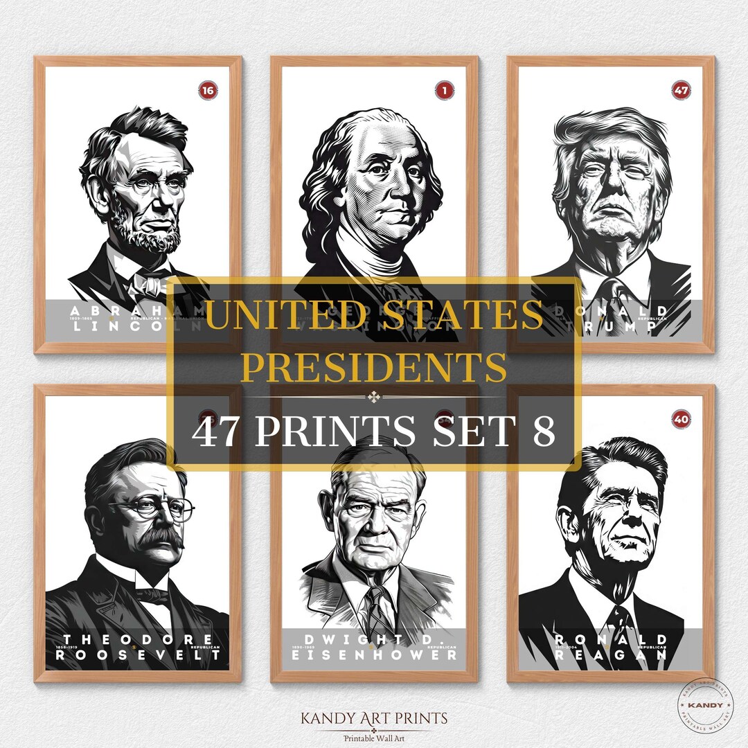 47 US Presidents Prints, US Presidents Poster, American History, Office ...