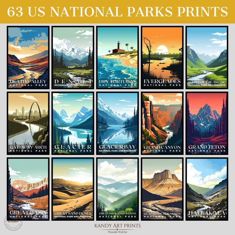 63 US National Park Prints, National Park Poster, Travel Wall Decor ...