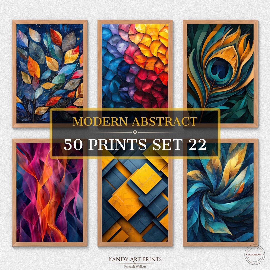 50 Modern Abstract Prints, Abstract Wall Art, Home Decor, Minimal ...