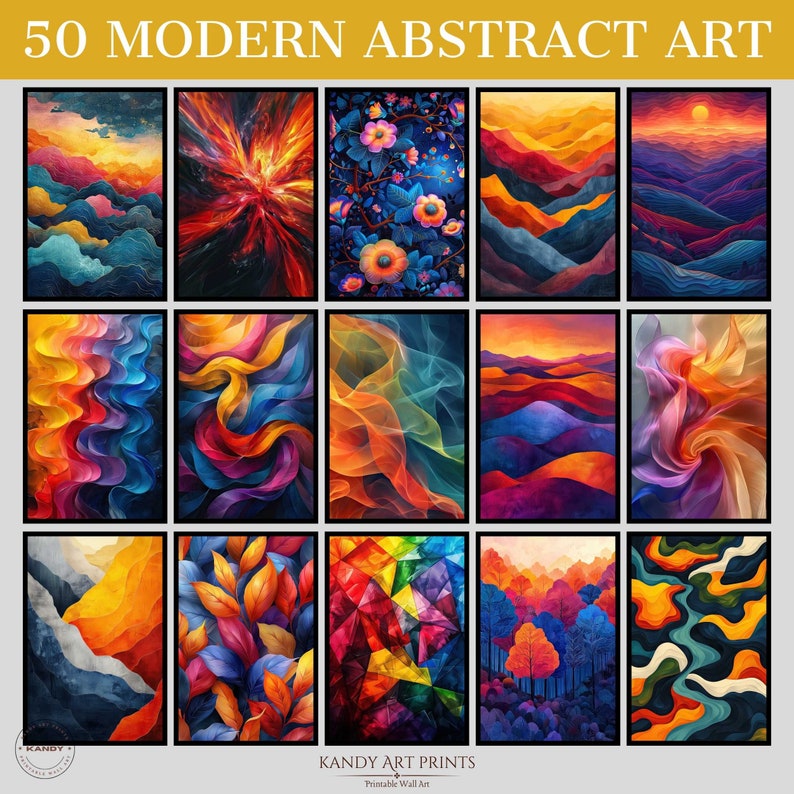 50 Modern Abstract Prints, Abstract Wall Art, Home Decor, Minimal ...