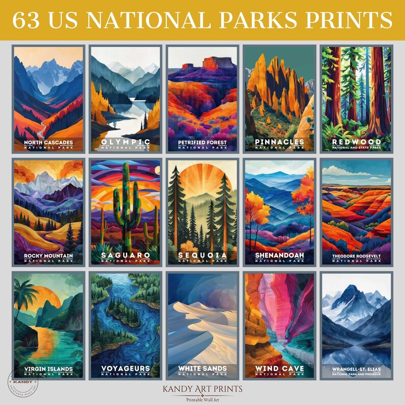 63 US National Park Prints, National Park Poster, Travel Wall Decor ...